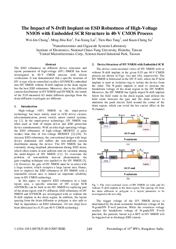 (PDF) The Impact of N-Drift Implant on ESD Robustness of High-Voltage ...