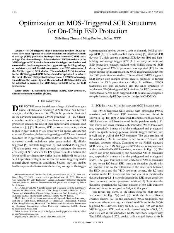 (PDF) Optimization on MOS-Triggered SCR Structures for On-Chip ESD ...