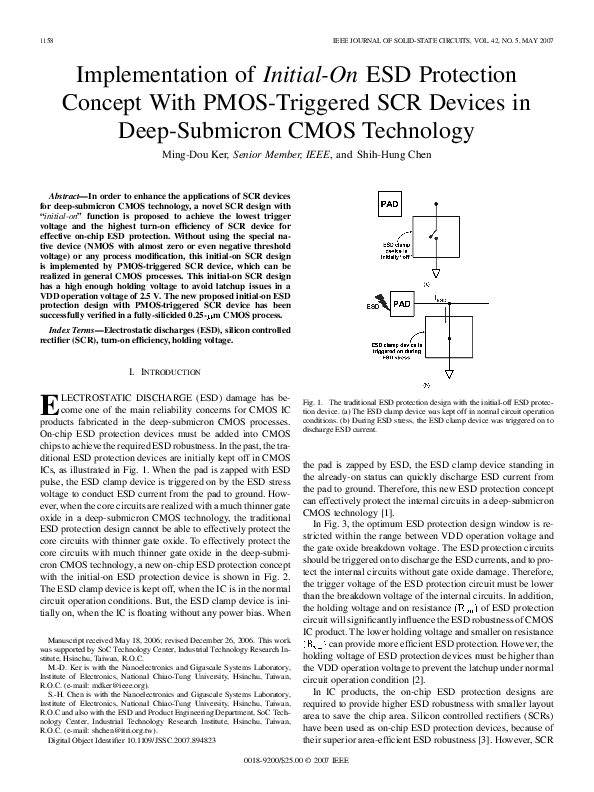 (PDF) Implementation of Initial-On ESD Protection Concept With PMOS-Triggered SCR Devices in ...
