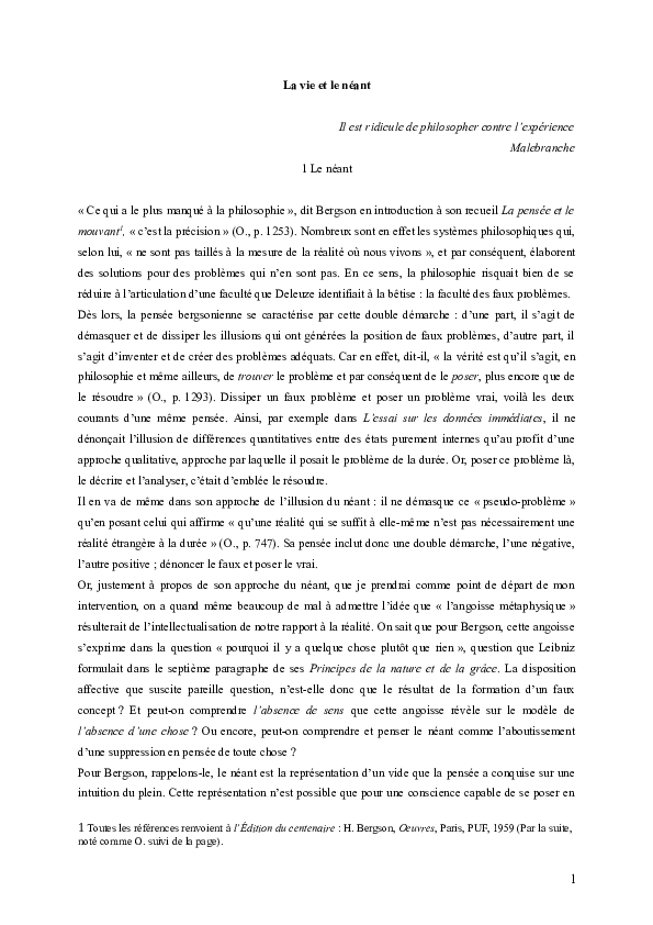 (DOC) La vie et le néant