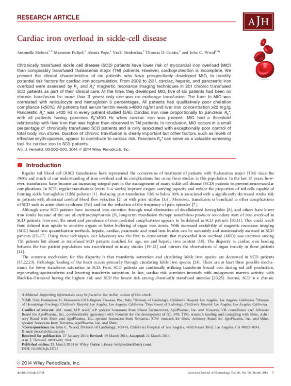 (PDF) Cardiac iron overload in sickle-cell disease