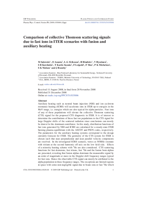 (PDF) Comparison of collective Thomson scattering signals due to fast ...