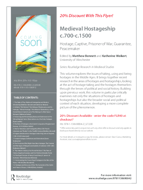 (PDF) Medieval Hostageship c.700-c.1500: Hostage, Captive, Prisoner of ...