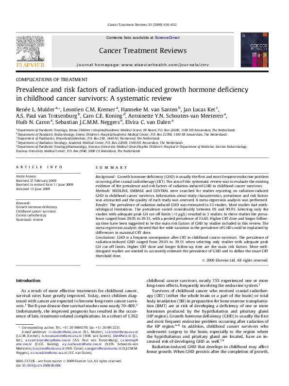 (PDF) Prevalence and risk factors of radiation-induced growth hormone ...