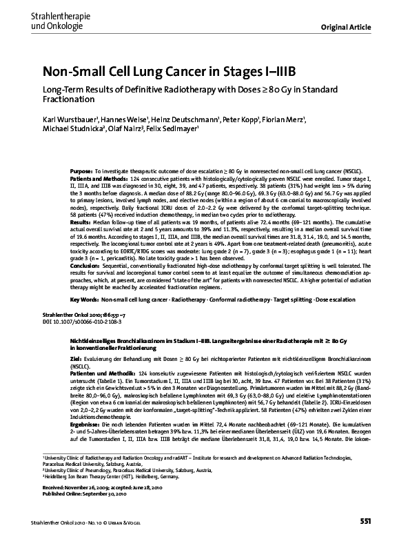 (PDF) Non-Small Cell Lung Cancer in Stages I–IIIB