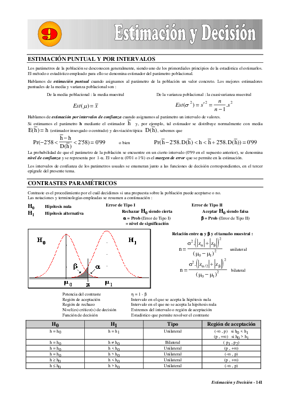 (PDF) ESTIMACIÓN PUNTUAL Y POR INTERVALOS