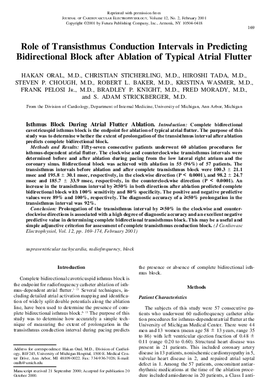 (PDF) Role of Transisthmus Conduction Intervals in Predicting Bidirectional Block after Ablation ...