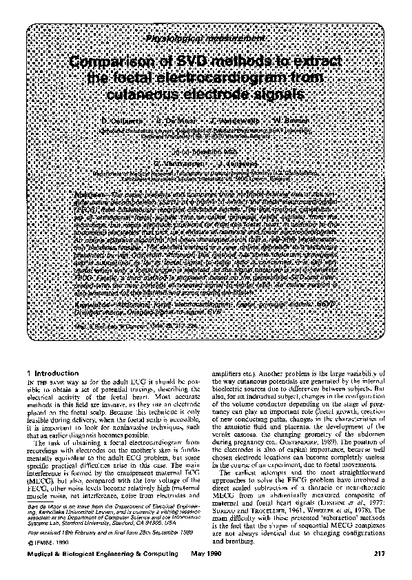 (PDF) Comparison of SVD methods to extract the foetal electrocardiogram from cutaneous electrode ...