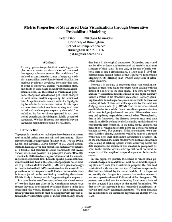 (PDF) Metric properties of structured data visualizations through generative probabilistic modeling