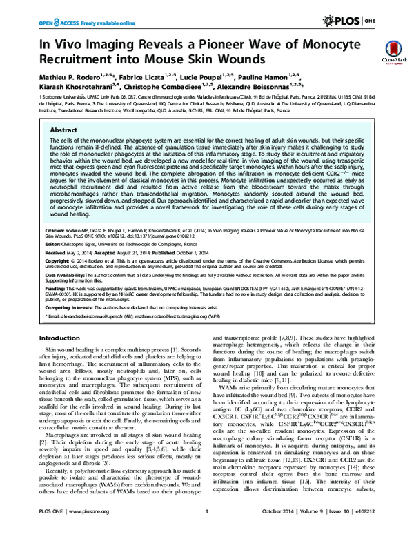 (PDF) In Vivo Imaging Reveals a Pioneer Wave of Monocyte Recruitment ...