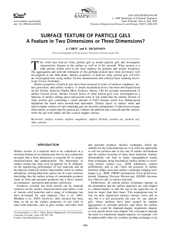 (PDF) Surface Texture of Particle Gels