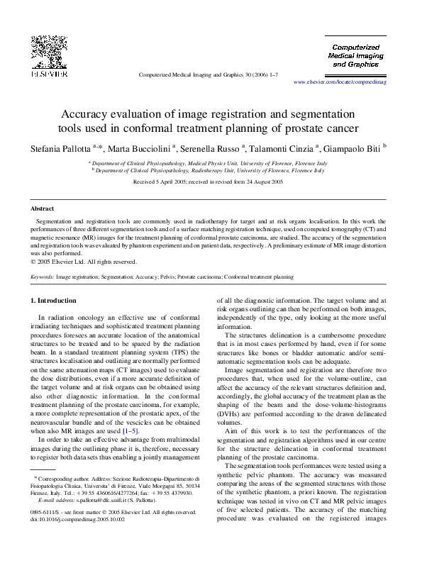 (PDF) Accuracy evaluation of image registration and segmentation tools used in conformal ...