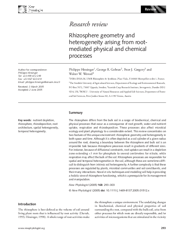 (PDF) Rhizosphere geometry and heterogeneity arising from root-mediated ...