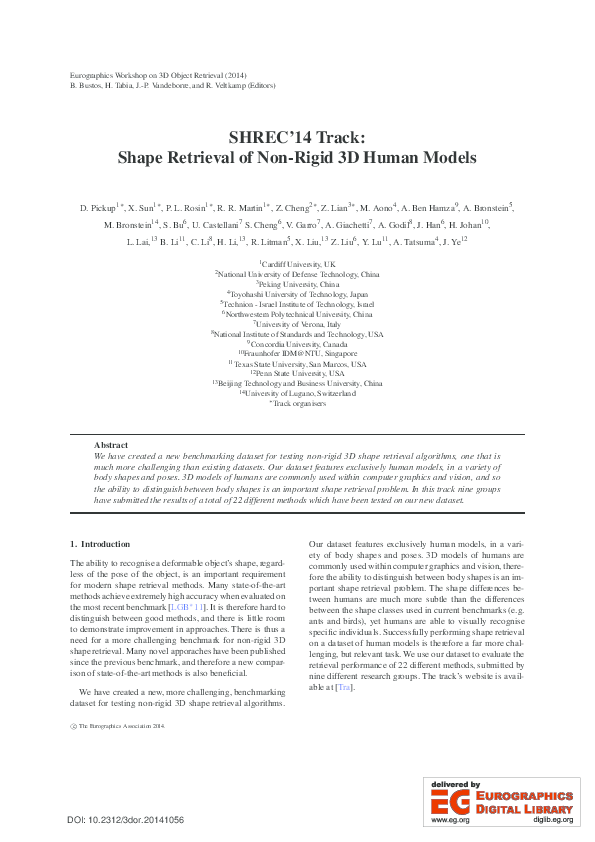 (PDF) Shape Retrieval of Non-Rigid 3D Human Models