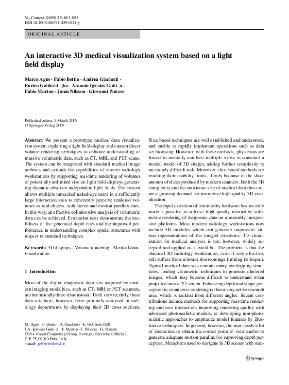 (PDF) An interactive 3D medical visualization system based on a light ...