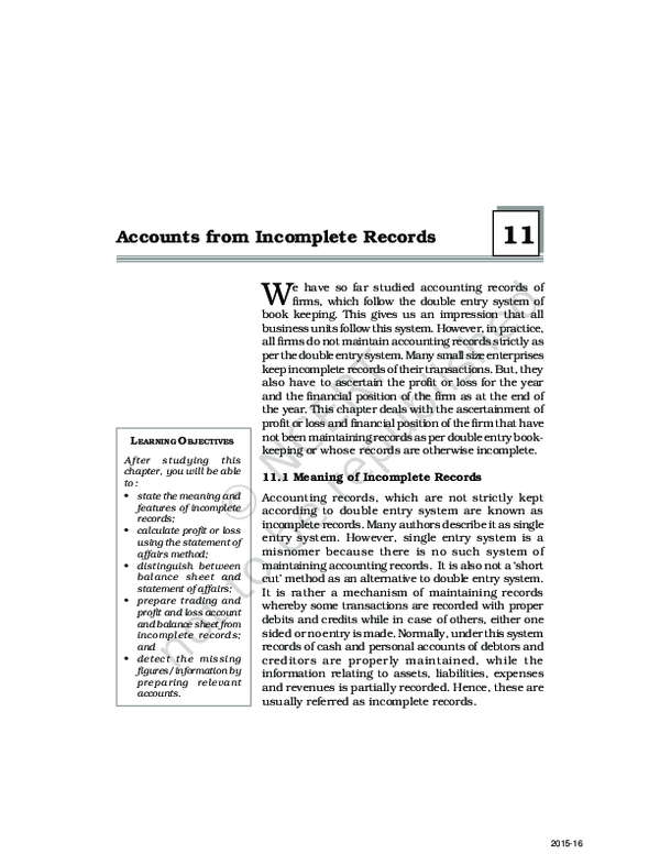 (PDF) Accounts from Incomplete Records