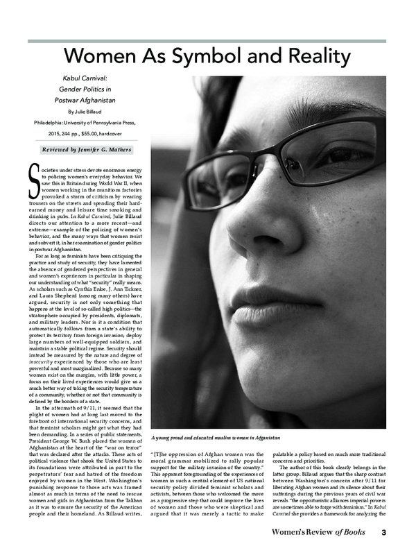 Review of Kabul Carnival in the Women's Review of Books