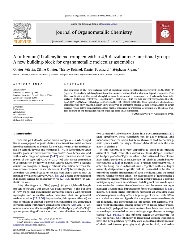 (PDF) A ruthenium(II) allenylidene complex with a 4,5-diazafluorene ...