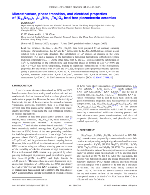 Pdf Microstructure Phase Transition And Electrical Properties Of K