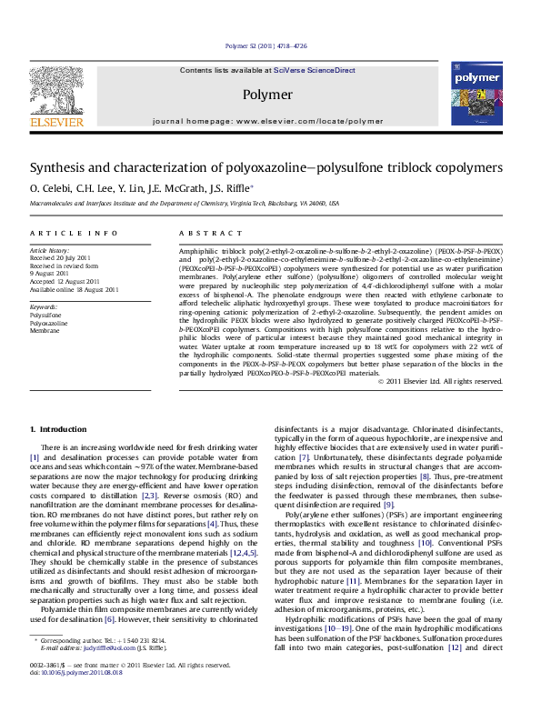 (PDF) Synthesis and characterization of polyoxazoline–polysulfone ...