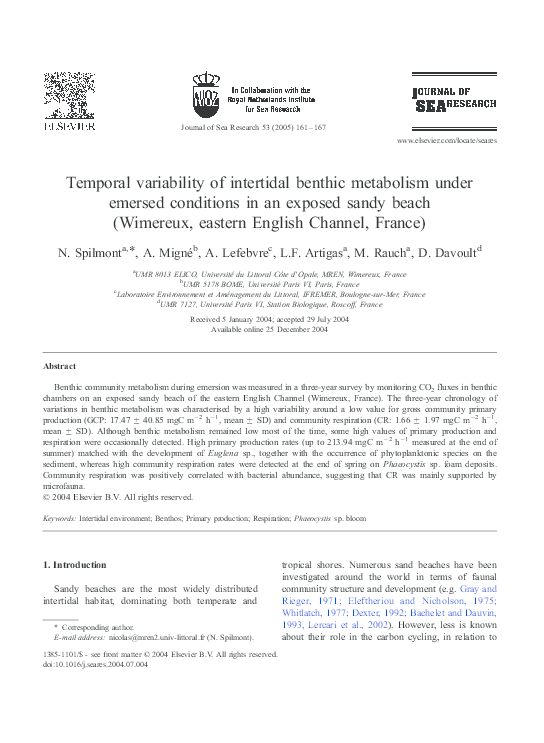 (PDF) Temporal variability of intertidal benthic metabolism under ...