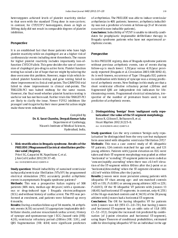 (PDF) Distinguishing “benign” from “malignant early repolarization ...