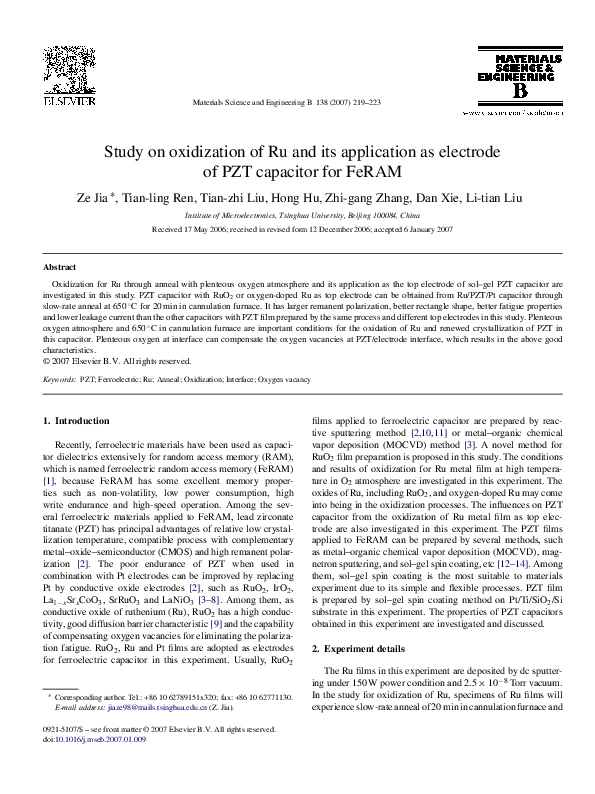 (PDF) Study on oxidization of Ru and its application as electrode of ...