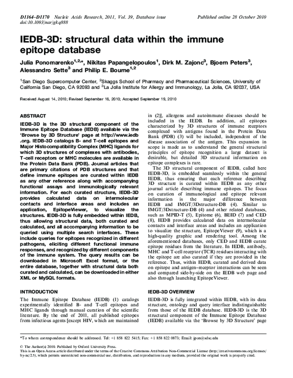 (PDF) IEDB-3D: structural data within the immune epitope database