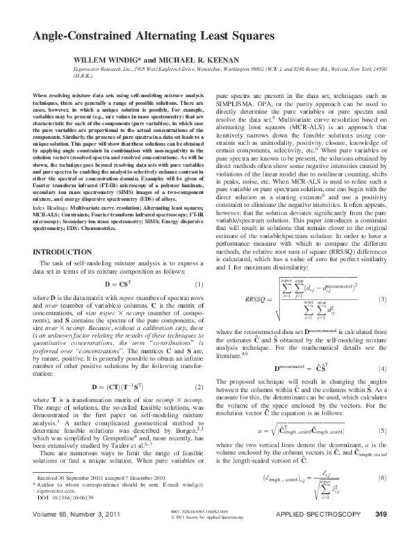 (PDF) Angle-Constrained Alternating Least Squares