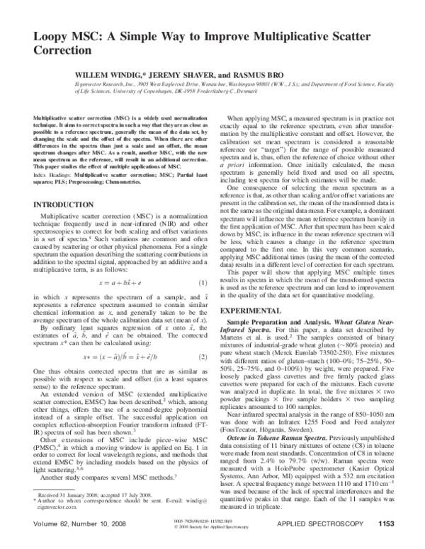 (PDF) Loopy MSC: A Simple Way to Improve Multiplicative Scatter Correction