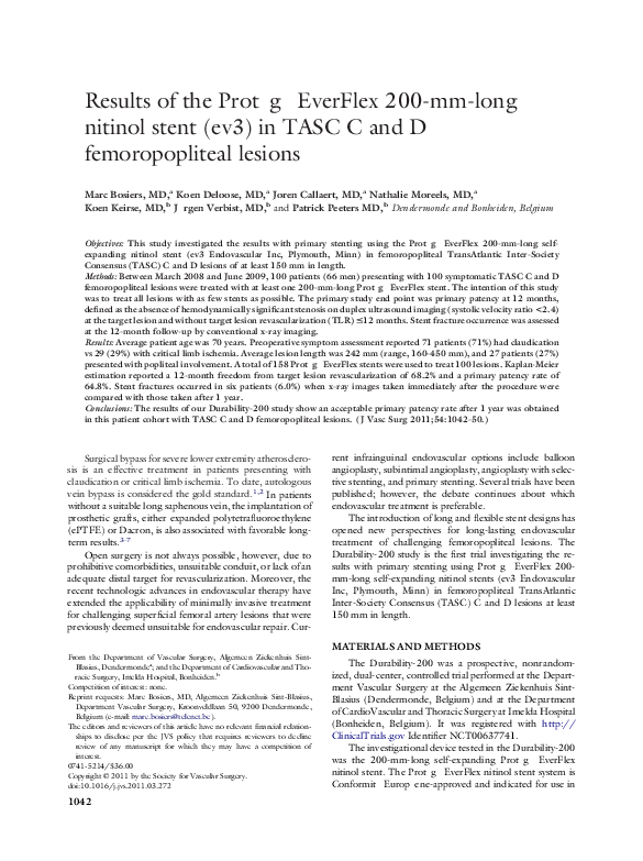 (PDF) Results of the Protégé EverFlex 200-mm-long nitinol stent (ev3 ...