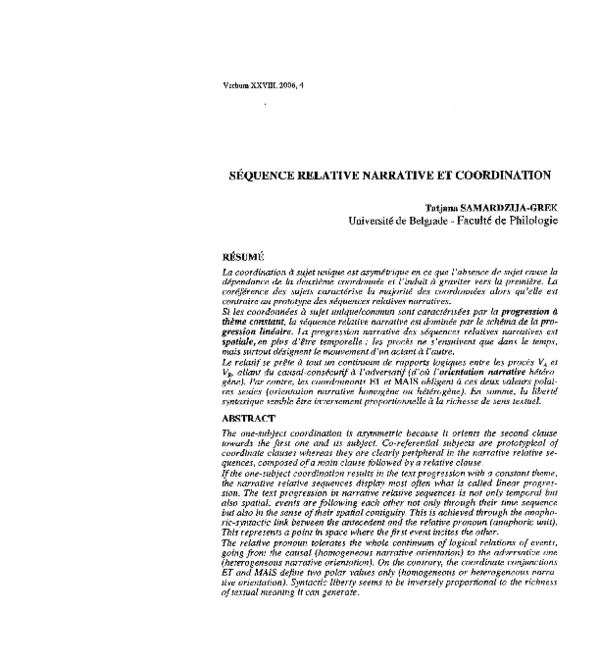 (PDF) Narrative (progressive) relative clauses and coordination