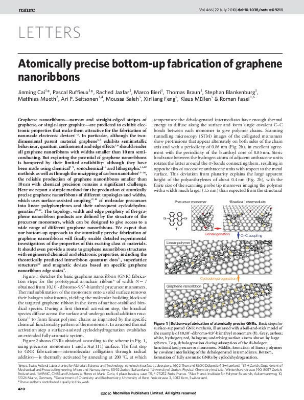 (PDF) Atomically precise bottom-up fabrication of graphene nanoribbons