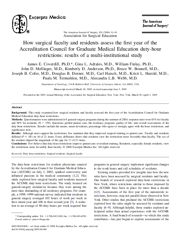 (PDF) How surgical faculty and residents assess the first year of the ...