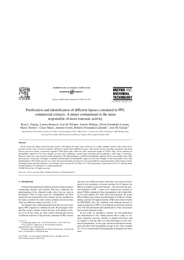 (PDF) Purification and identification of different lipases contained in ...