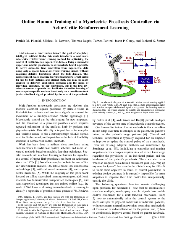 (PDF) Online human training of a myoelectric prosthesis controller via ...