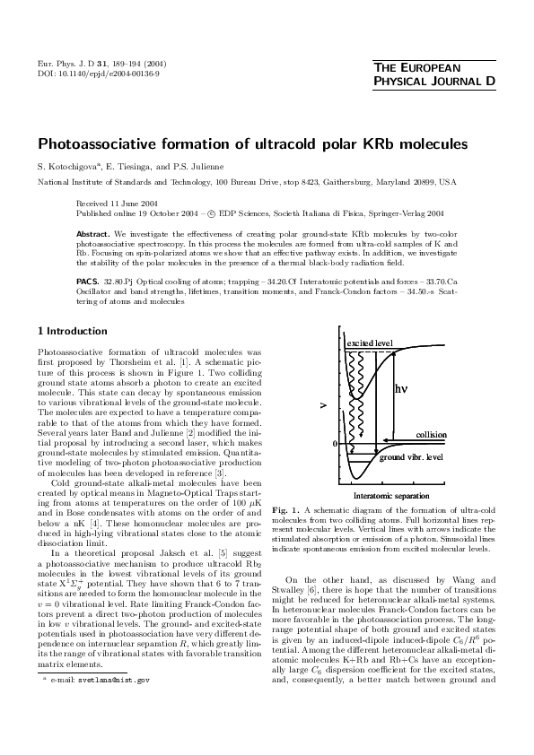 (PDF) Ultracold 4-center reactions of KRb molecules | Andrei Gheorghe - Academia.edu