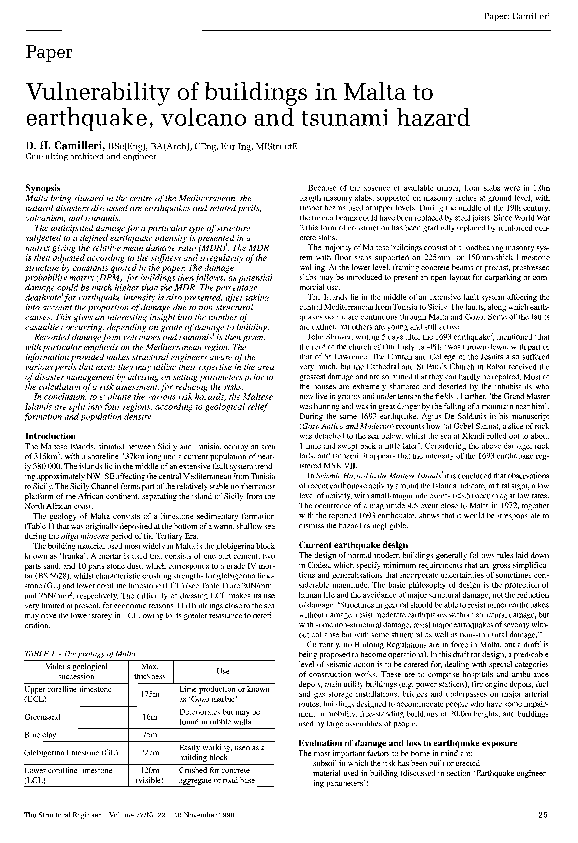 (PDF) Vulnerability of buildings in Malta to earthquake, volcano and ...