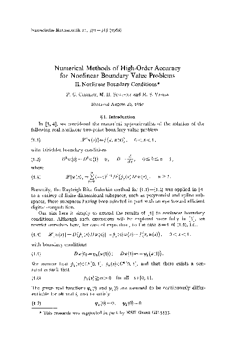 Pdf Numerical Methods Of High Order Accuracy For Nonlinear Boundary Value Problems