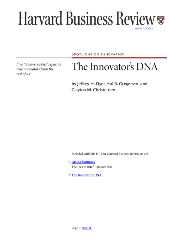 (PDF) The Innovator' s DNA