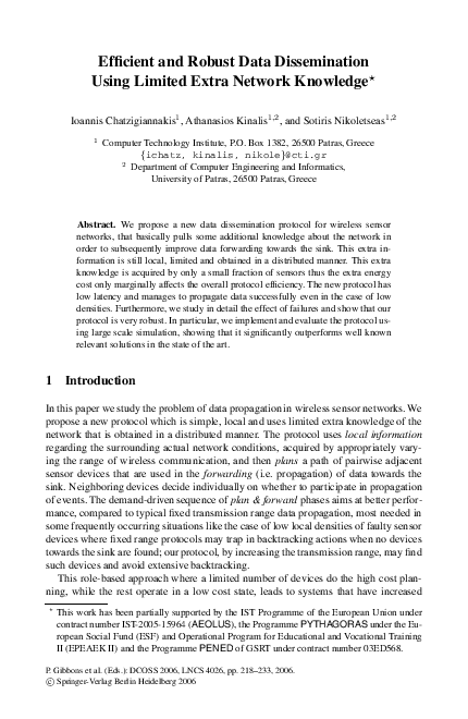 (PDF) Efficient and robust data dissemination using limited extra network knowledge