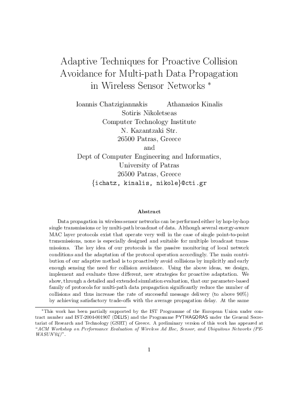 (PDF) Adaptive techniques for proactive collision avoidance for multi-path data propagation in ...