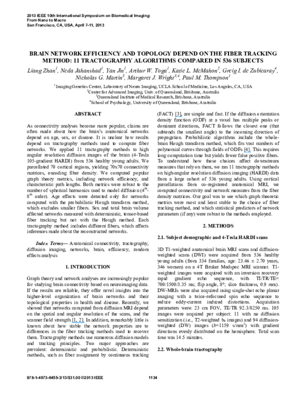 (PDF) Brain network efficiency and topology depend on the fiber ...
