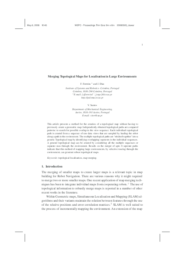 (PDF) Merging topological maps for localisation in large environments