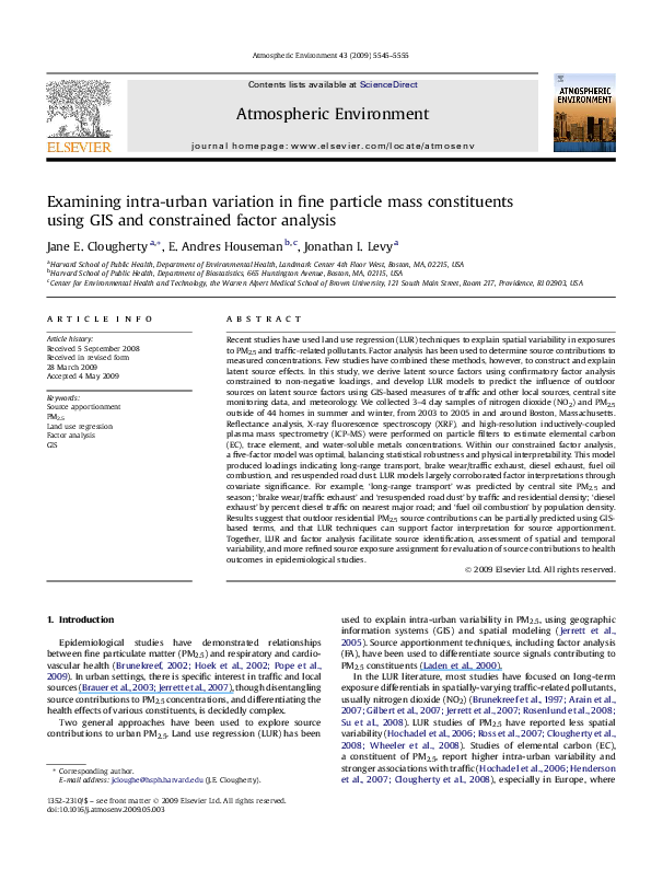 (PDF) Land use regression modeling of intra-urban residential variability in multiple traffic ...