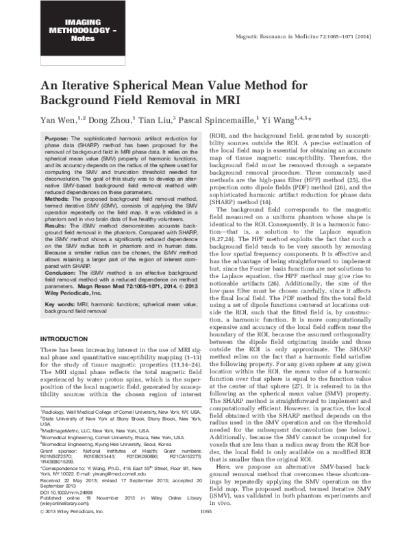 Pdf An Iterative Spherical Mean Value Method For Background Field
