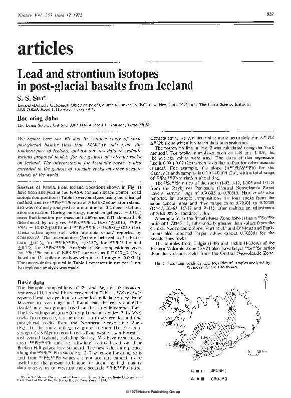 (PDF) Lead and strontium isotopes in post-glacial basalts from Iceland