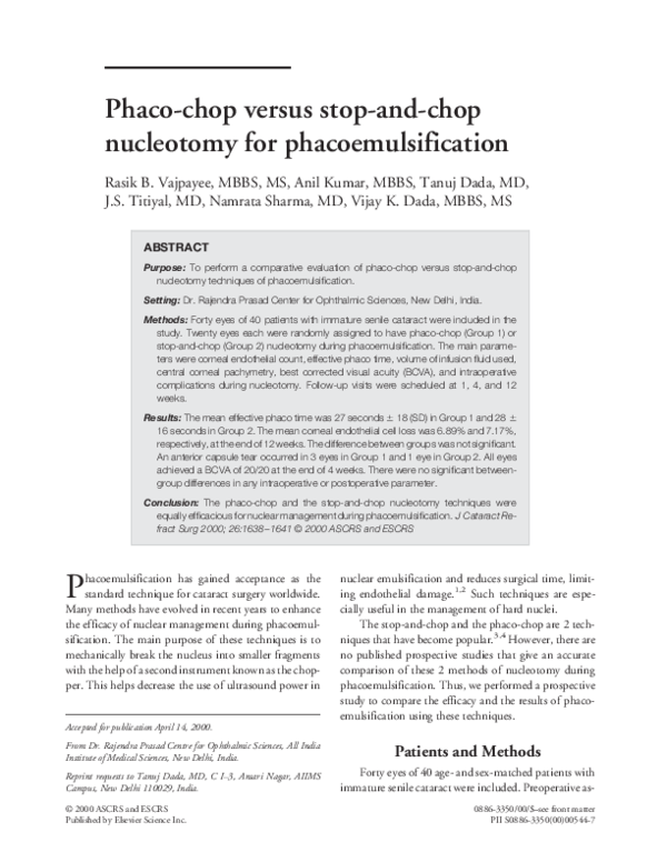 (PDF) Phaco-chop versus stop-and-chop nucleotomy for phacoemulsification