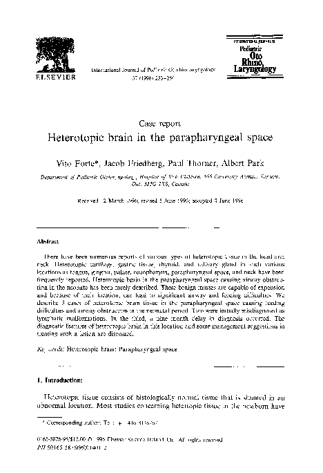 (PDF) Heterotopic brain in the parapharyngeal space