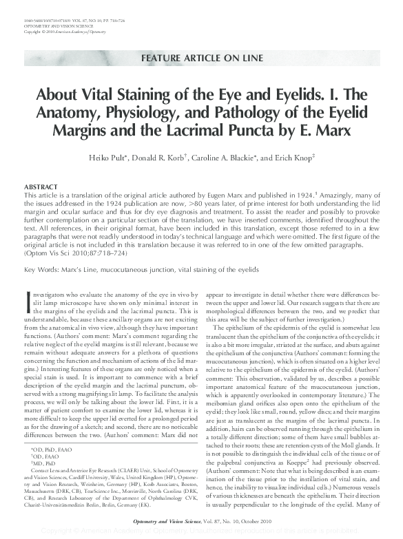 (PDF) About Vital Staining of the Eye and Eyelids. I. The Anatomy ...